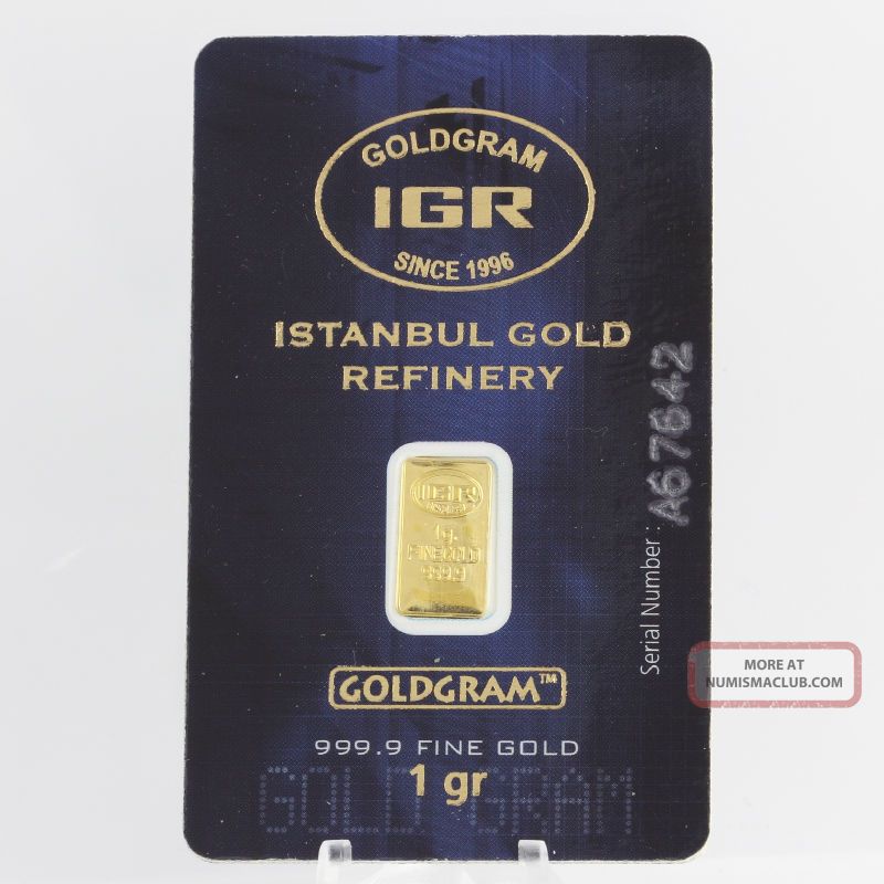 1gr Gold Bar 999. 9 Fine Istanbul Gold Refinery Igr Iar Goldgram Certified