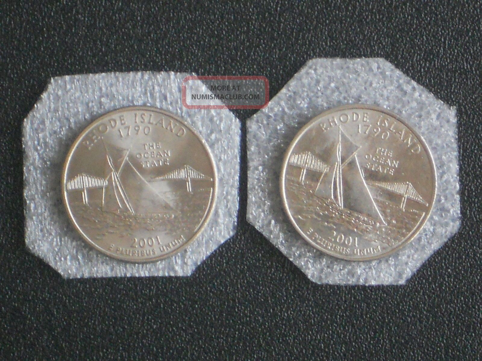 2001 Rhode Island State Quaters - P&d - Circulated