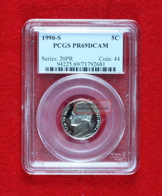 1990 - S Proof Jefferson Nickel Graded Pr69 Dcam By Pcgs