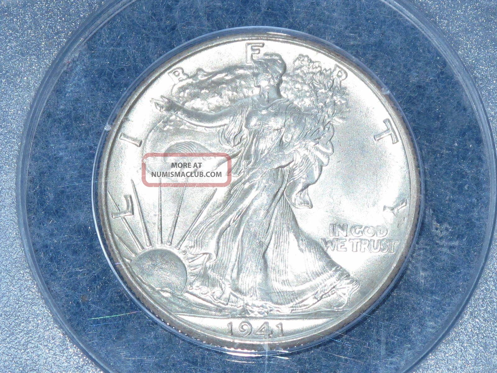 1941 - D Liberty Walking Silver Half Dollar Gem Bu Old Green Label Pcgs ...