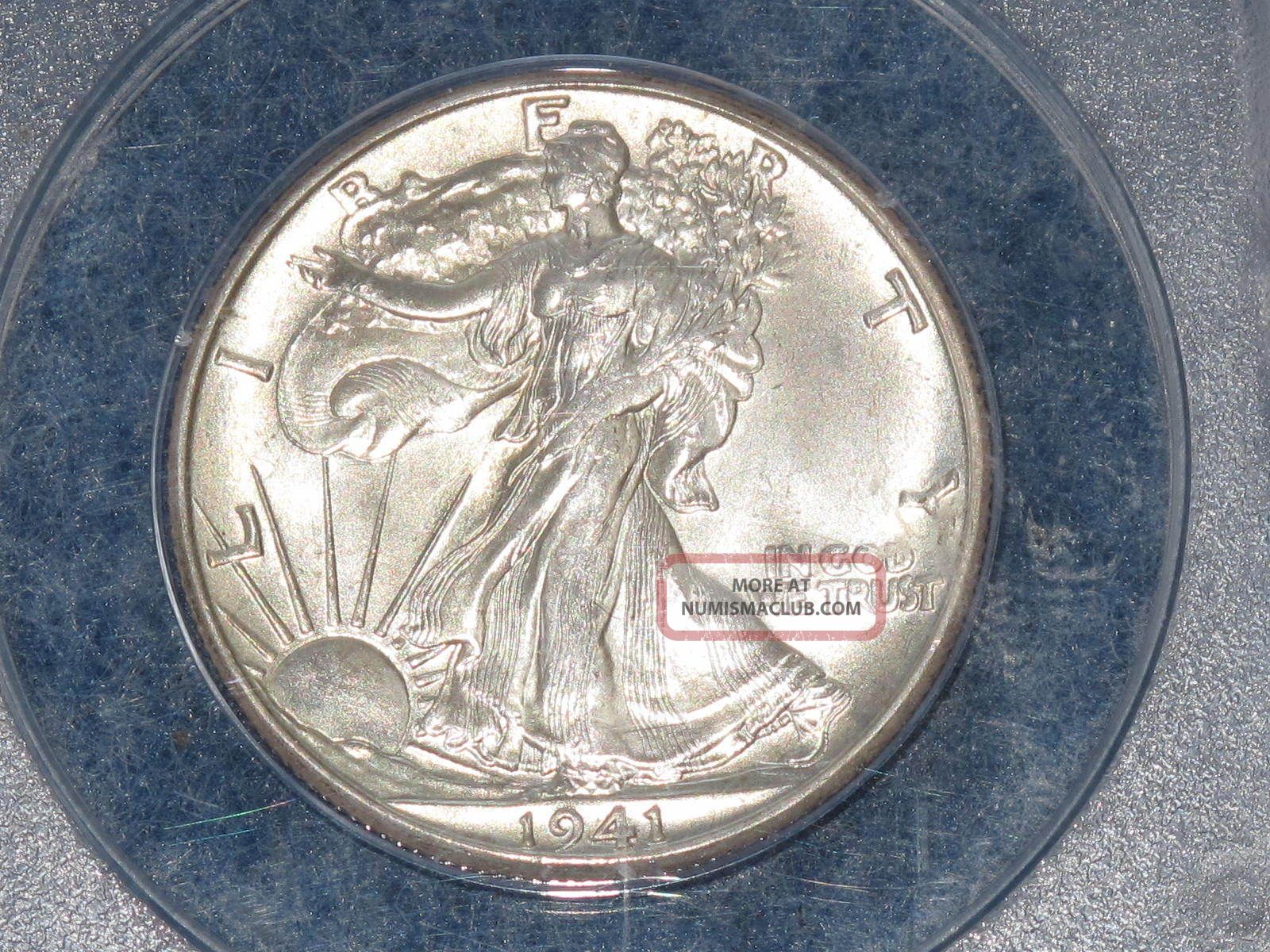 1941 - D Liberty Walking Silver Half Dollar Gem Bu Old Green Label Pcgs ...