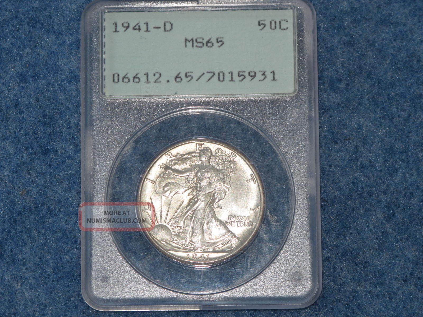 1941 - D Liberty Walking Silver Half Dollar Gem Bu Old Green Label Pcgs ...