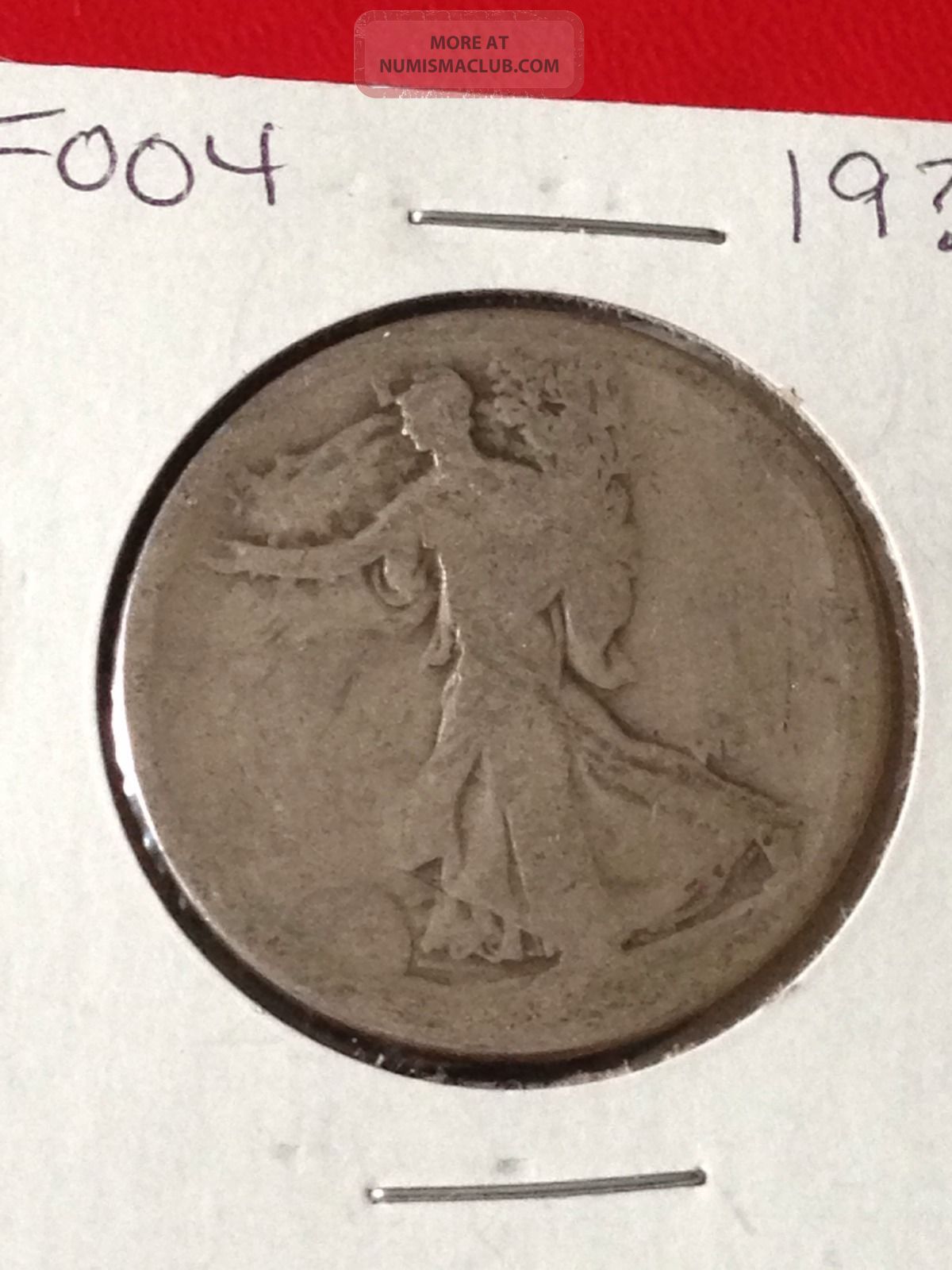 F004 ::192? - S Walking Liberty Silver Half Dollar Coin :: Fairhouse : Hq
