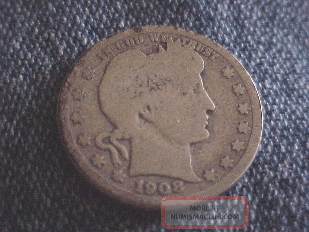 Usa Silver 1908 D Barber Quarter