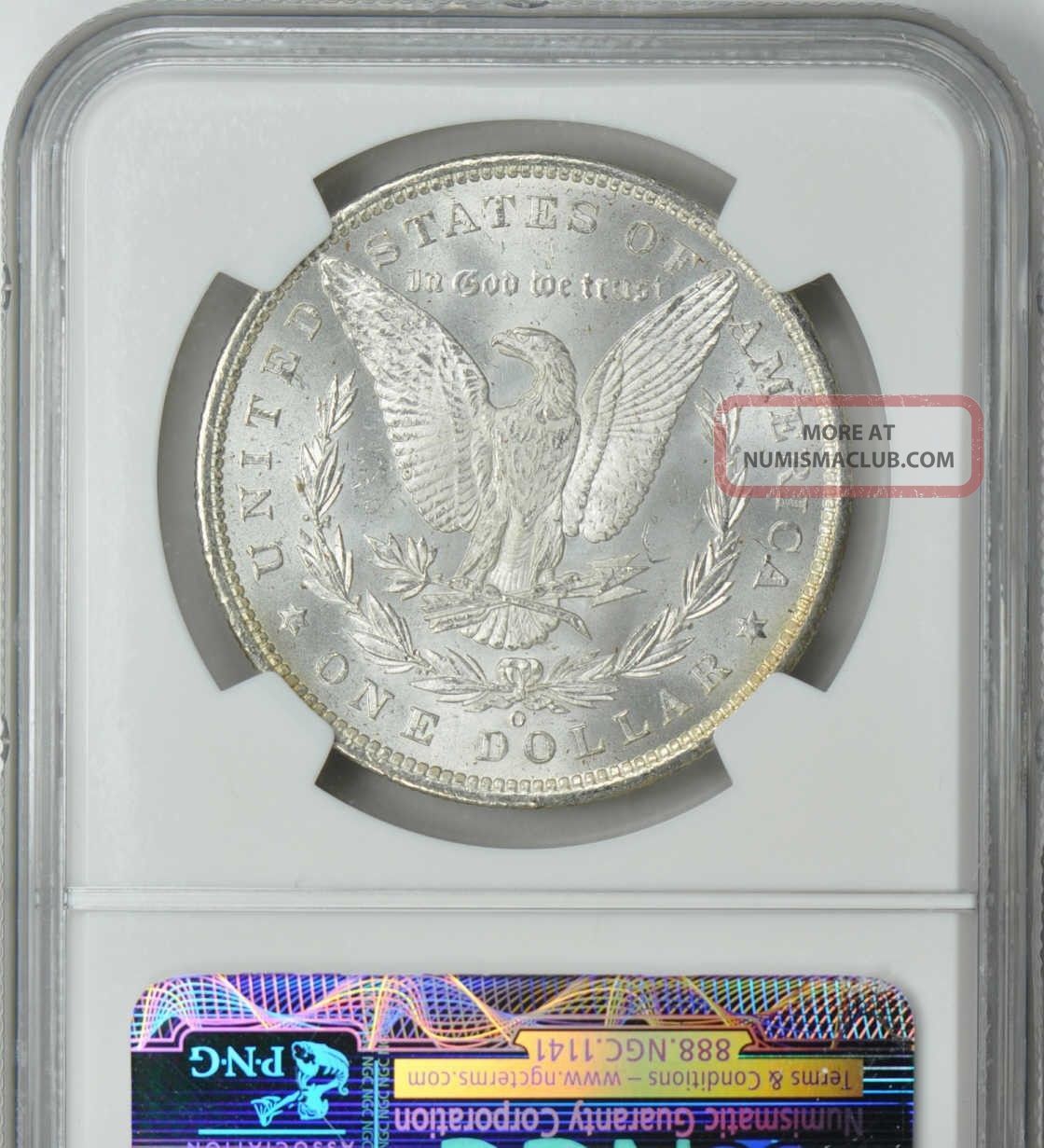 1885 - O $1 Morgan Silver Dollar Ngc Ms63. Golden Crescent Toning ...