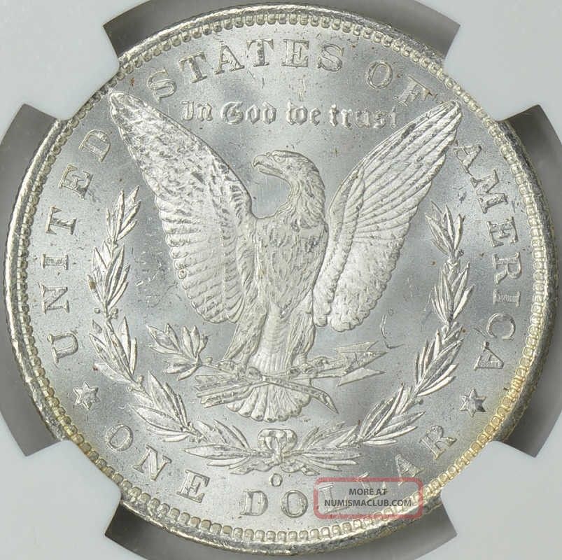 1885 - O $1 Morgan Silver Dollar Ngc Ms63. Golden Crescent Toning ...