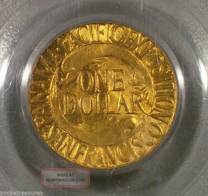 Pcgs 1915 - S Ms64 Gold $1 Panama Pacific Pan Pac 3 Day Return