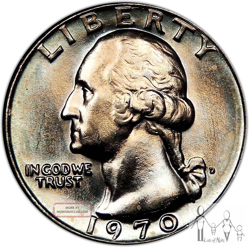 1970 D Gem Bu Unc Toned Washington Quarter 25c Us Coin B95