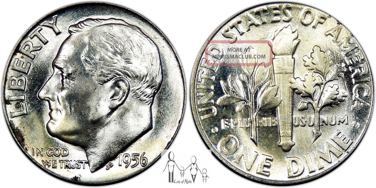 1956 (p) Bu Unc Roosevelt Silver Dime 10c Us Coin A12