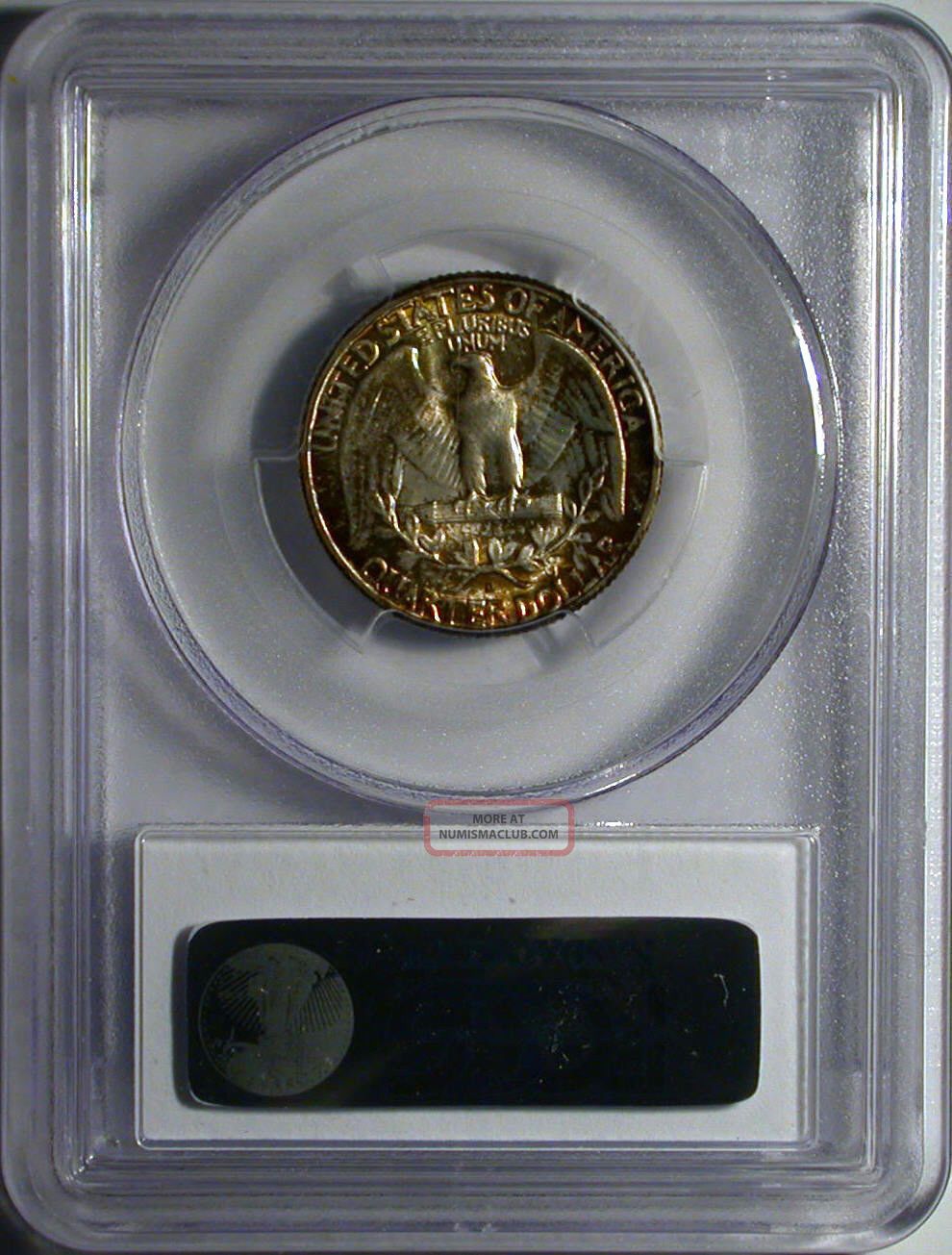1949 - D Washington Quarter Dollar Pcgs Gem Bu Ms - 65. . . With Color ...