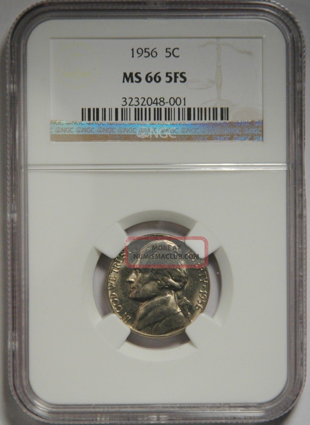1956 Jefferson Nickel Ngc Ms 66 5fs Full Steps
