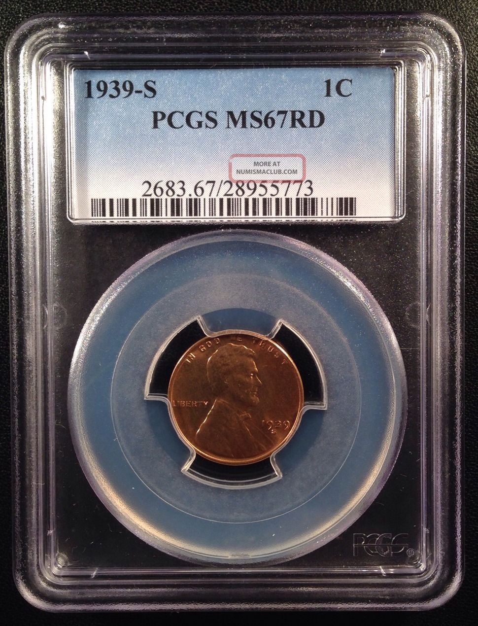 1939 - S Lincoln Wheat One Cent Pcgs Ms67rd 28955773