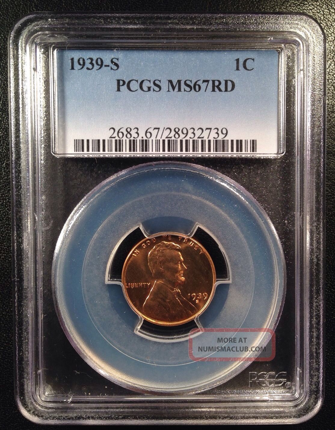 1939 - S Lincoln Wheat One Cent Pcgs Ms67rd 28932739