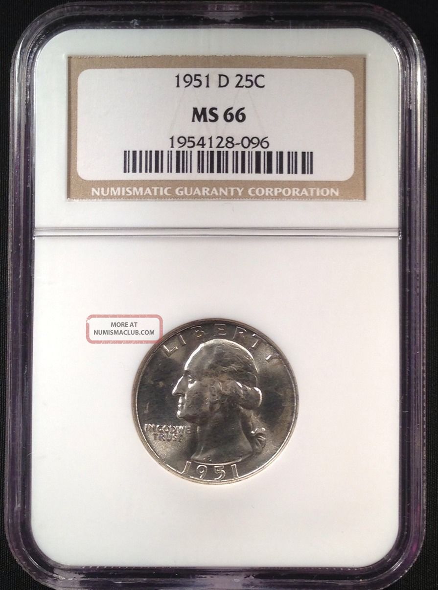 1951 - D Washington Quarter Dollar Ngc Ms66 1954128 - 096