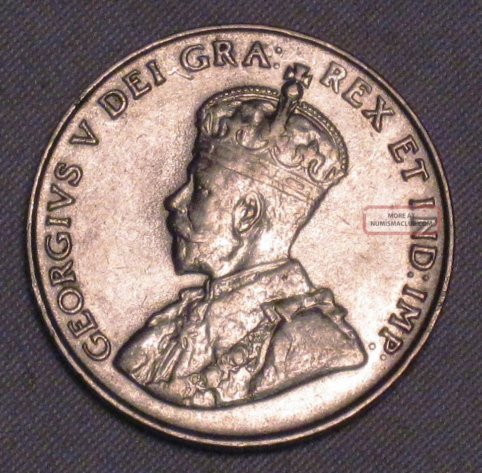 Canada 1922 Five Cents Variety Flat Rim About Uncirculated Coin N1 - 118