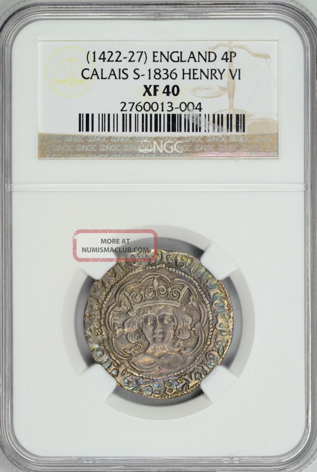 1422 - 27 King Henry Vi Groat 4 Pence Ngc Xf40 England Toned Blue Gold
