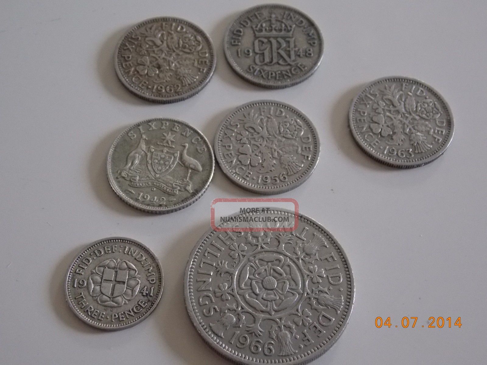 (6) Sixpence And A Two Shilling 1941, 1942, 1948, 1956, 1962, 1963, 1966