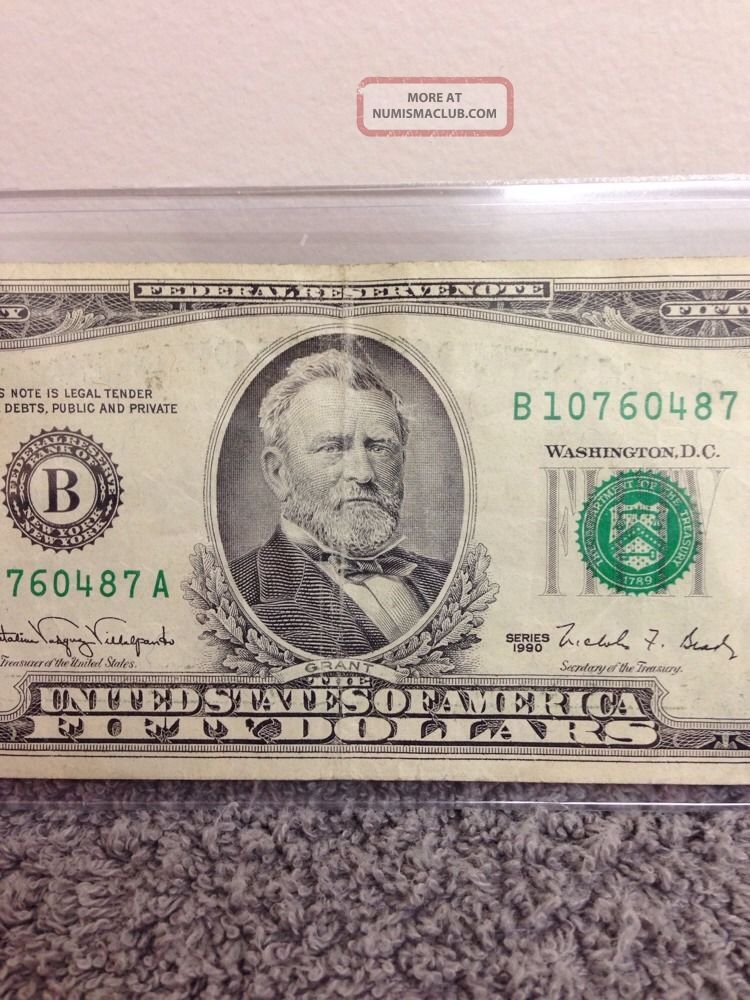 1990 Series 50$ Old Style Bill Serial B10760487a