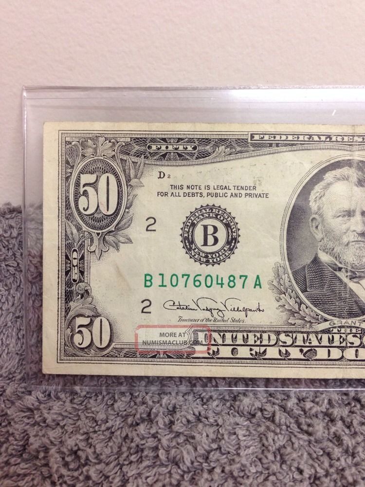 1990 Series 50$ Old Style Bill Serial B10760487a