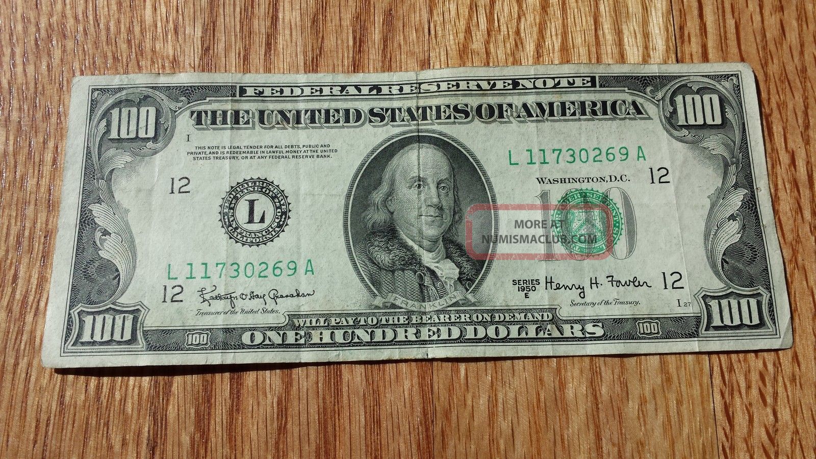 $100 Usa Frn Federal Reserve Note Series 1950e L11730269a Rare ...