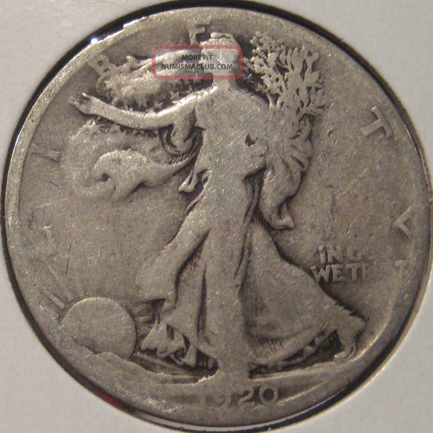 1920 - S Walking Liberty Half Average Circulated Coin Y10