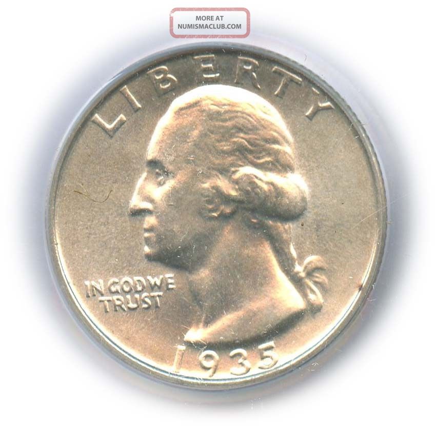 1935 - S Washington Quarter Ms 64 | Pcgs Graded