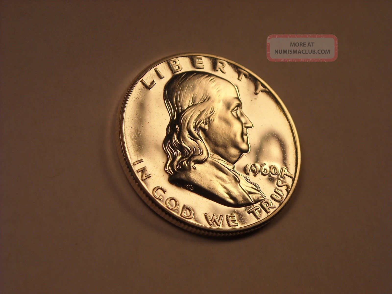 1960 Gem Proof Silver Franklin Half Dollar Coin