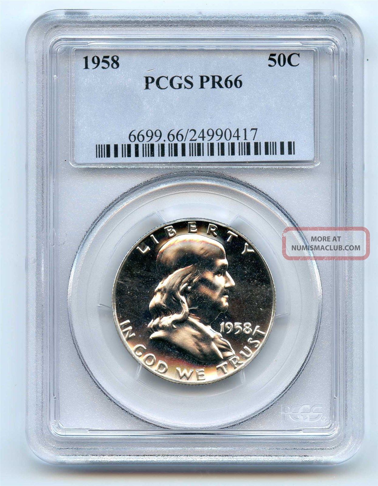 1958 Pcgs Pr66 Franklin 50c Half Dollar Proof