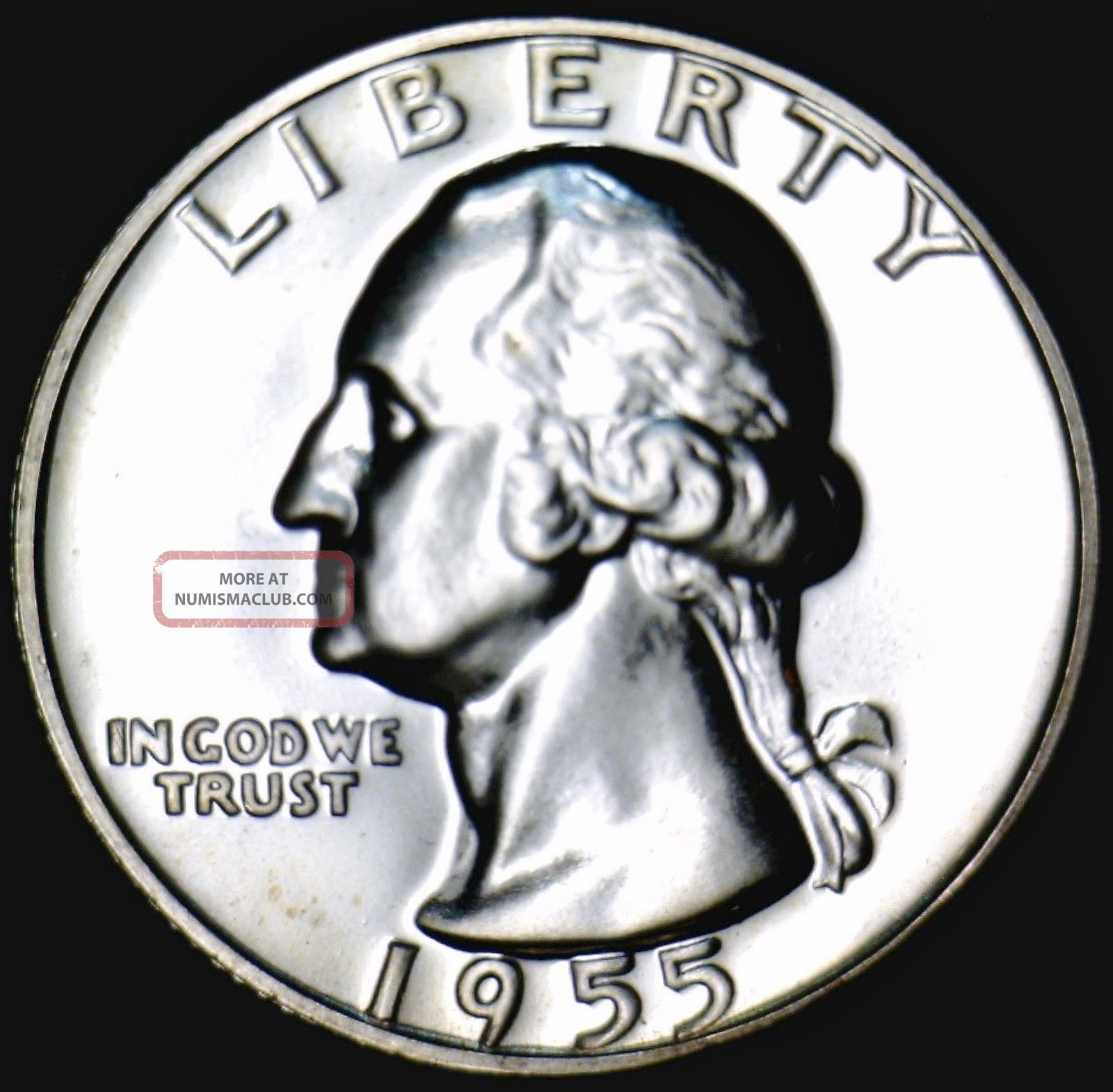 1955 Gem Proof Washington Silver Quarter Flashy White Bold Struck Prf ...