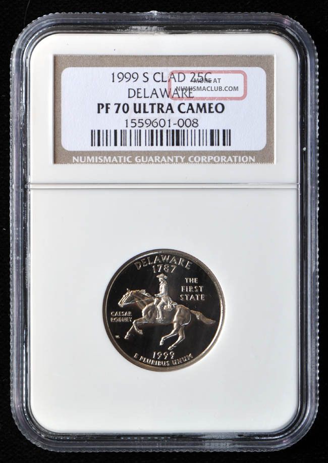 1999 S Clad 25c Statehood Quarter Proof Delaware Ngc Grade Pf 70 Ultra ... 1999 S Clad 25c Statehood Quarter Proof Delaware Ngc Grade Pf 70 Ultra ...