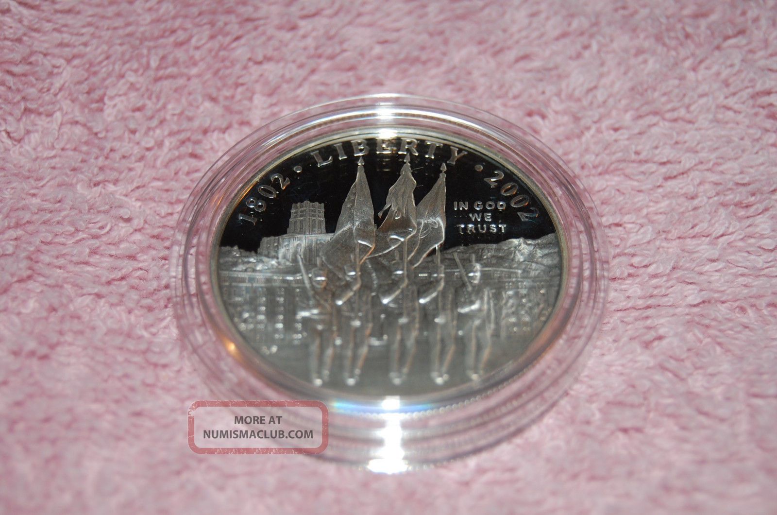 2002 Us Us Military Academy Bicentennial Proof Silver Dollar.