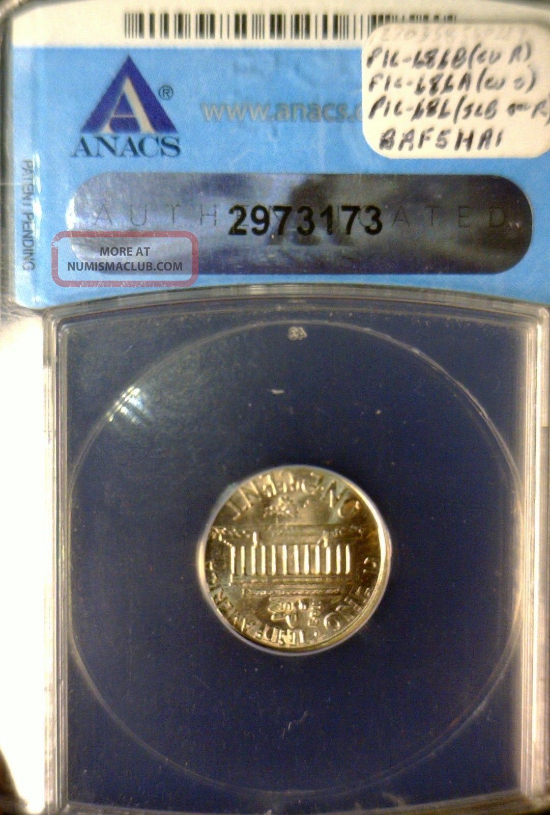 1999 Double Denom 11 Cent Pc Lincoln Cent Struck On Dime Planchet Anacs ...