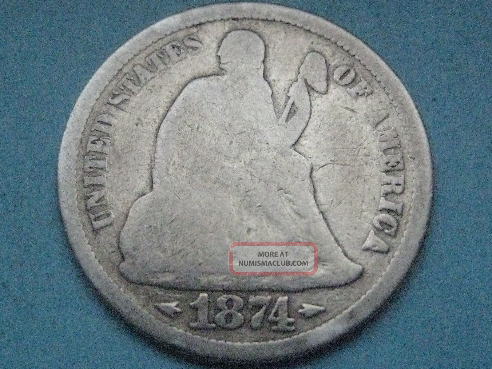 1874 Seated Liberty Dime With Arrows - Coin
