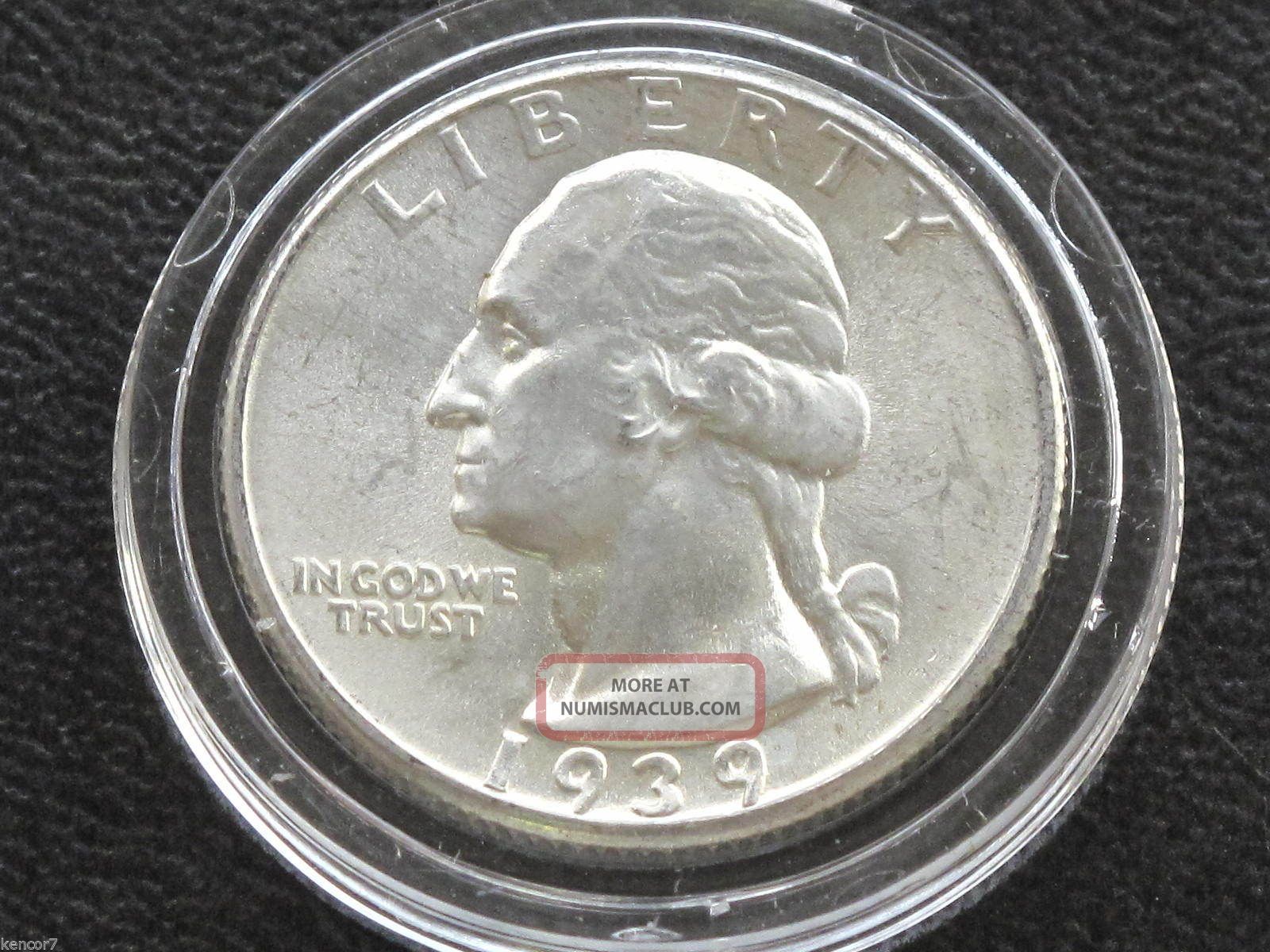 1939 - P Washington Quarter Gem Brilliant Uncirculated 90% Silver U. S ...