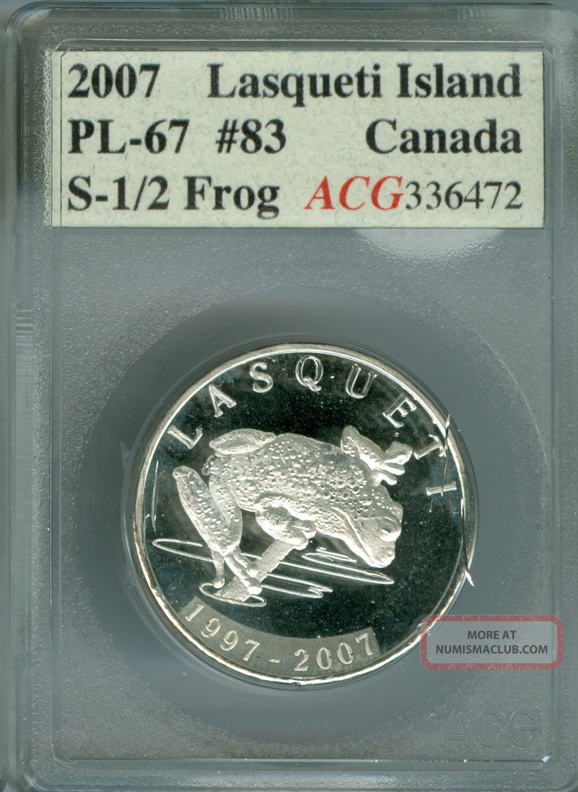 2007 Canada Lasqueti Island Pl 1/2 Silver 300 Minted Finest Graded.