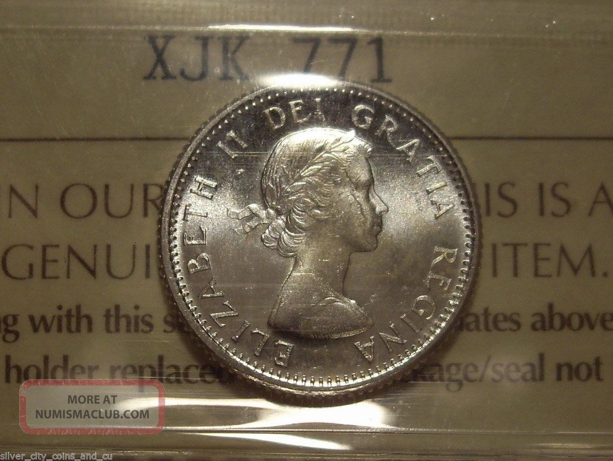 Canada Elizabeth Ii 1959 Silver Ten Cents - Iccs Ms - 65 (xjk 771)