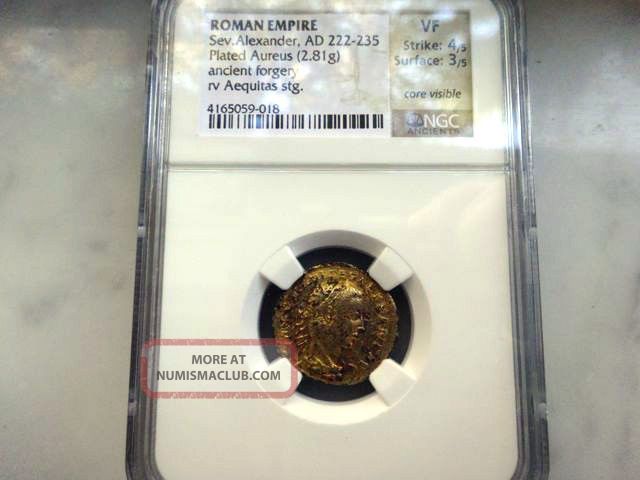 Ancient Roman Coin Fouree Ae/av Aureus Severus Alexander Ad 222 - 235 ...