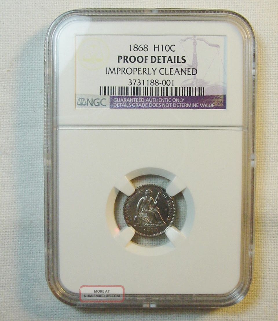 Rare 1868 Ngc Proof Details Ic Graded Half Dime Old United States Coin