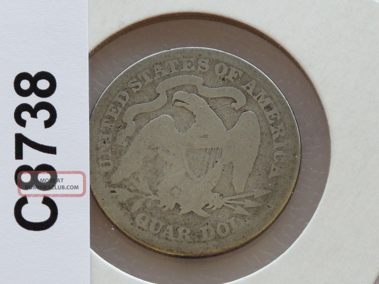 1875 - P Seated Liberty Quarter 90% Silver U. S. Coin C8738