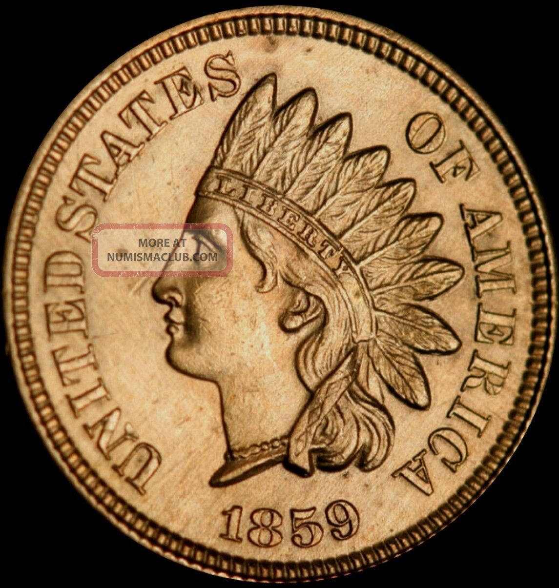1859 Indian Head Cent Au/ms Coin Pre Civil War Look Closely. . . . Nr