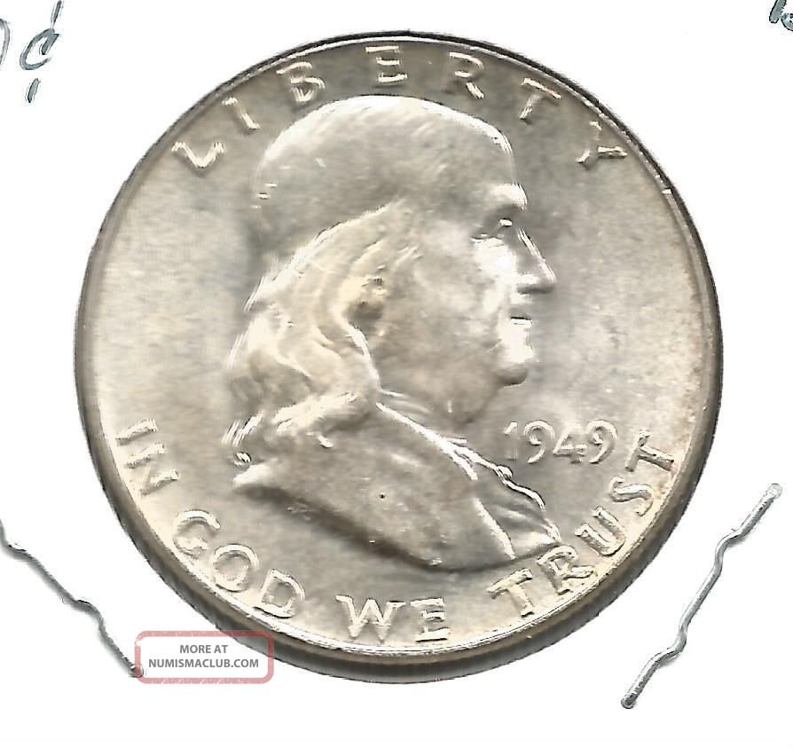 1949 Silver Franklin Half Dollar - Very Choice Bu/uncirculated Coin ...
