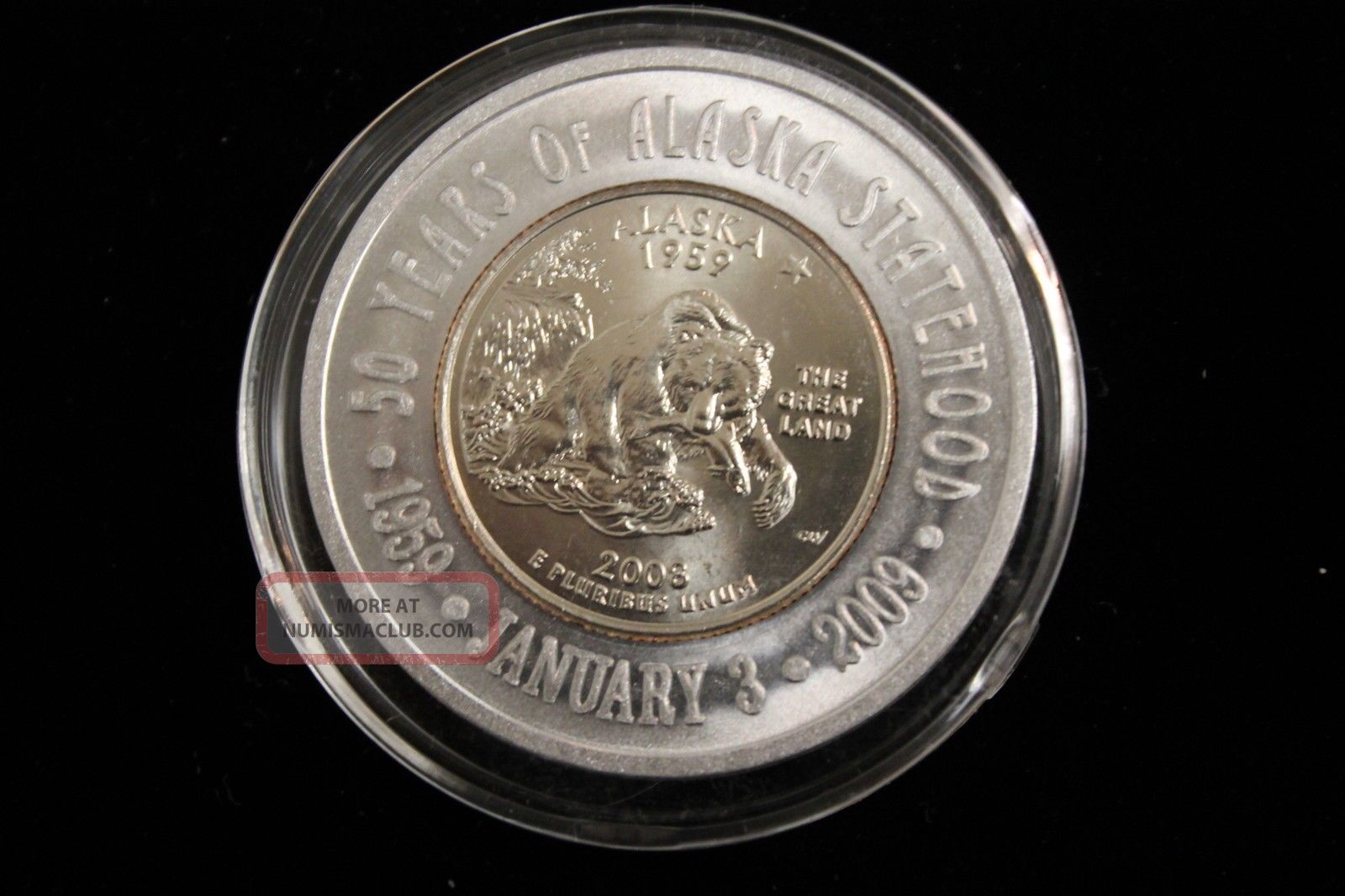 2008 Encapsulated Incased Alaska D State Quarter, Uncirculated State Coin