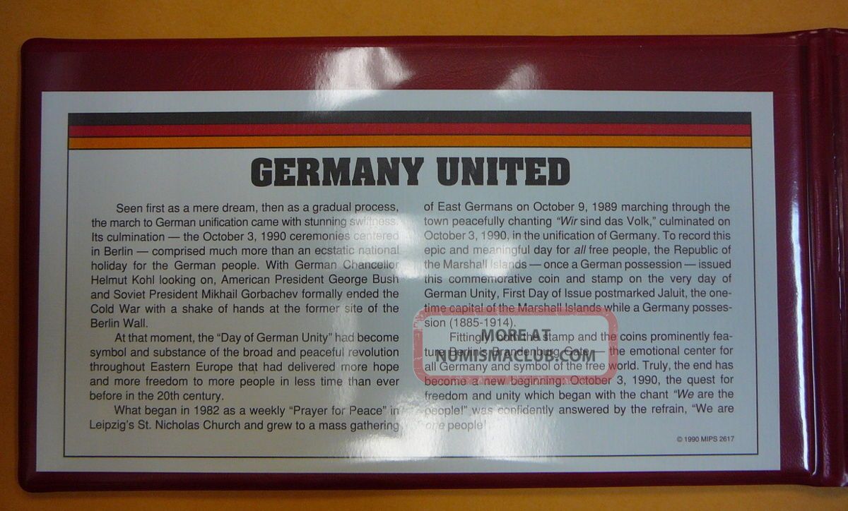 1990 Germany United: Official Coin First Day Cover J143