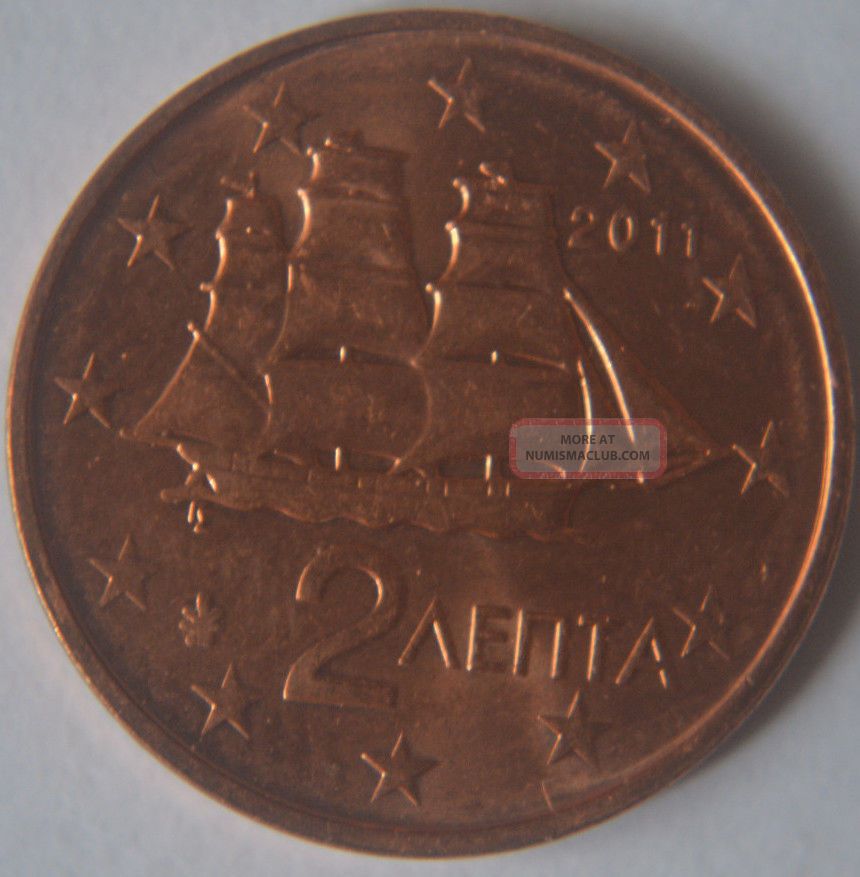 2011 Greece 2 Eurocent Coin Very Rare Gr1