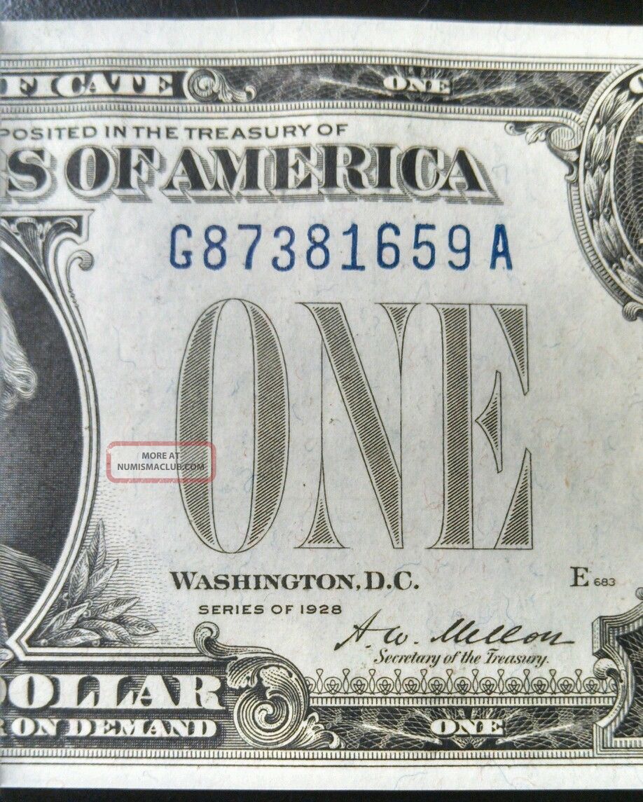 1928 $1 Silver Certificate Uncirculated Funnyback Error Note