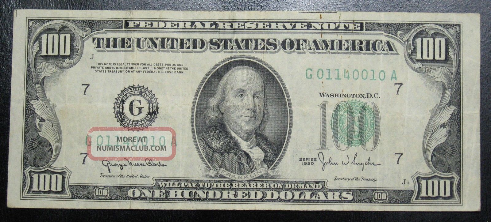 1950 One Hundred Dollar Federal Reserve Note Chicago Vf 0010a Pm3 1950 One Hundred Dollar Federal Reserve Note Chicago Vf 0010a Pm3