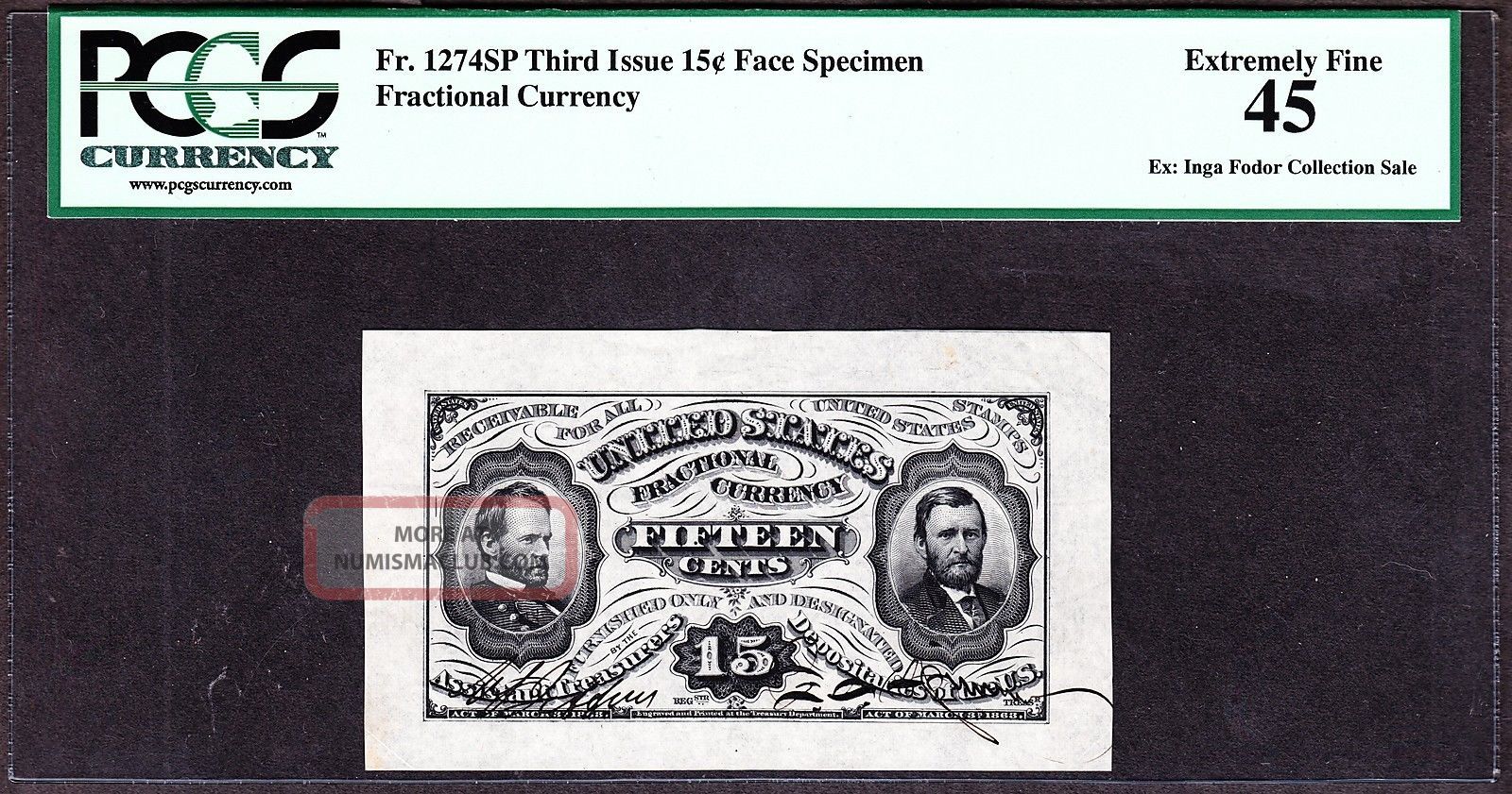 Us 15c Fractional Currency Specimen Fr1274 Spwmf Pcgs 45 Xf