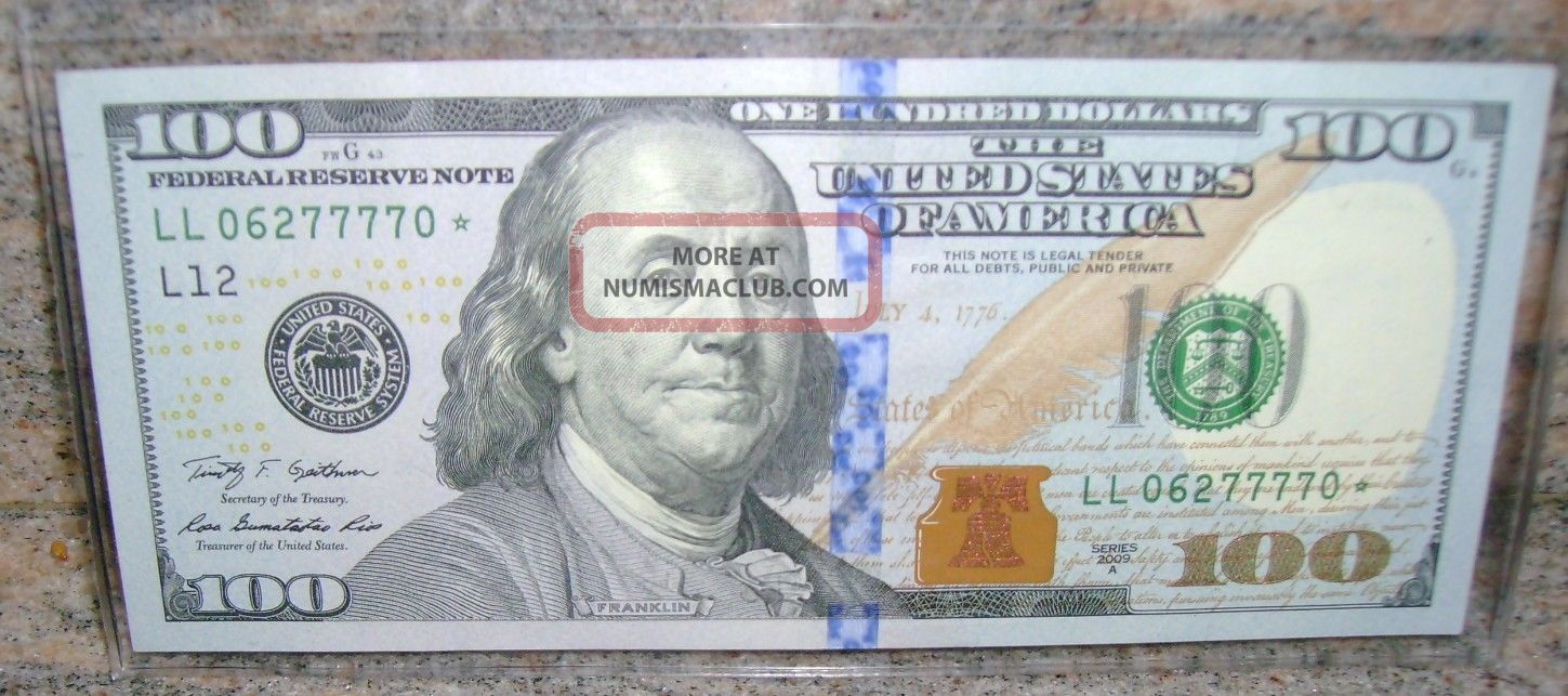100 Dollar Bill " Lucky " 4/7 ' S Error Star Note