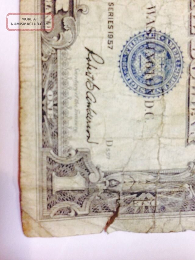Vintage 1957 Note (1$) One Dollar Bill Blue Seal, Silver Certificate