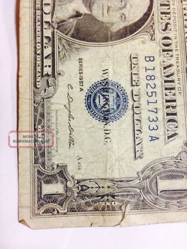 Vintage 1957 - A Series ($1) One Dollar Bill Blue Seal Silver Certificate